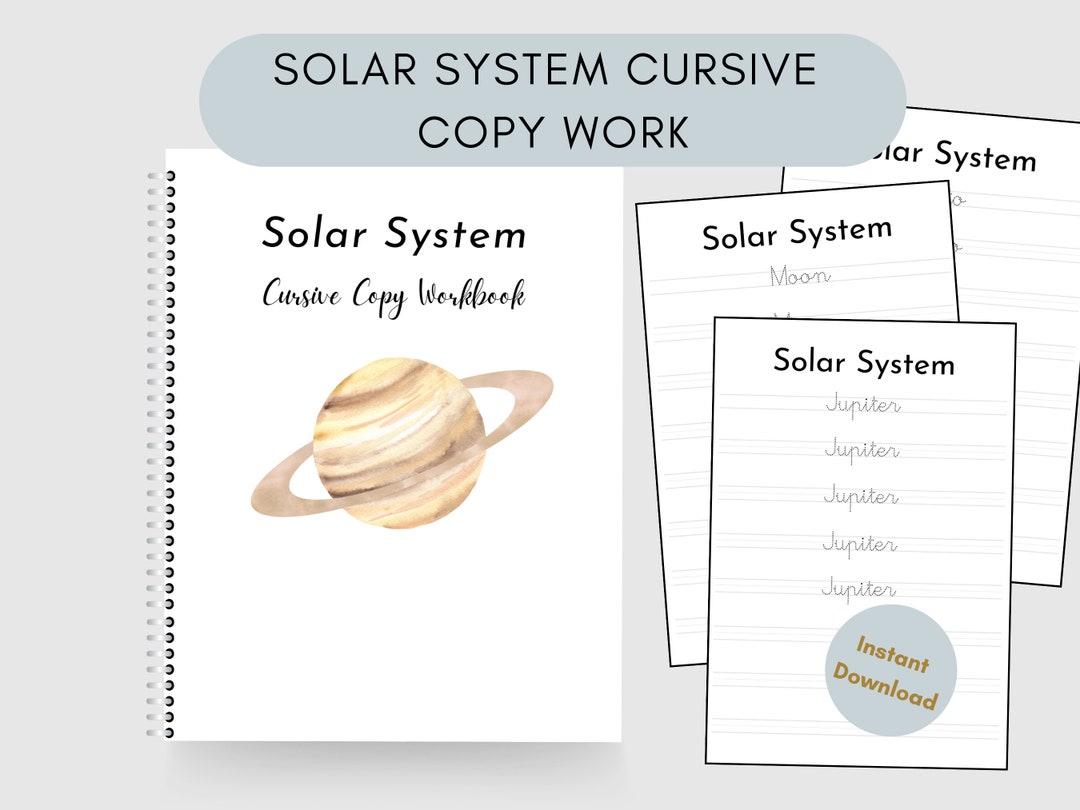 Cursive Copy Work Solar System | Handwriting Practice | Homeschool ...