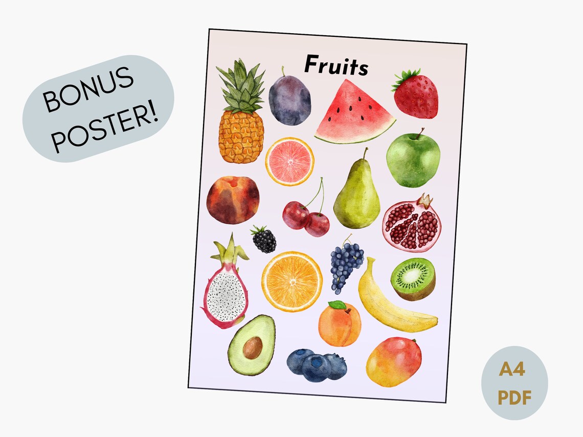 Fruit Flashcards | Instant Download | Educational Flashcards | Learn ...