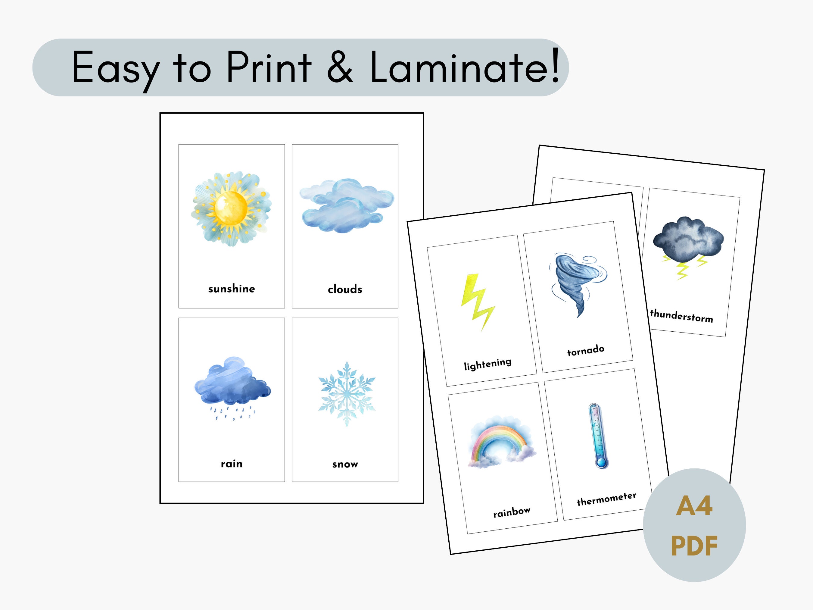 Weather Flash Cards | Instant Download | Learn Weather | Nature Flash ...