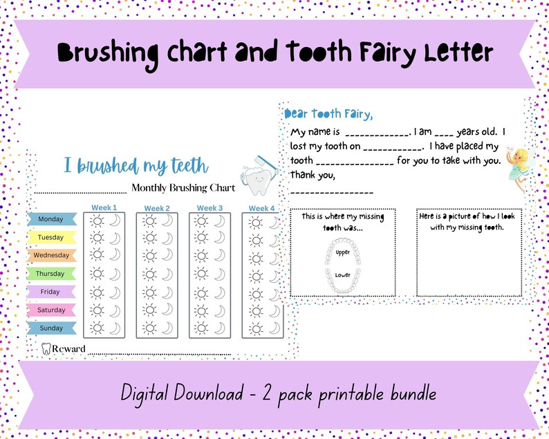 Brushing Chart and Letter to the Tooth Fairy - Etsy