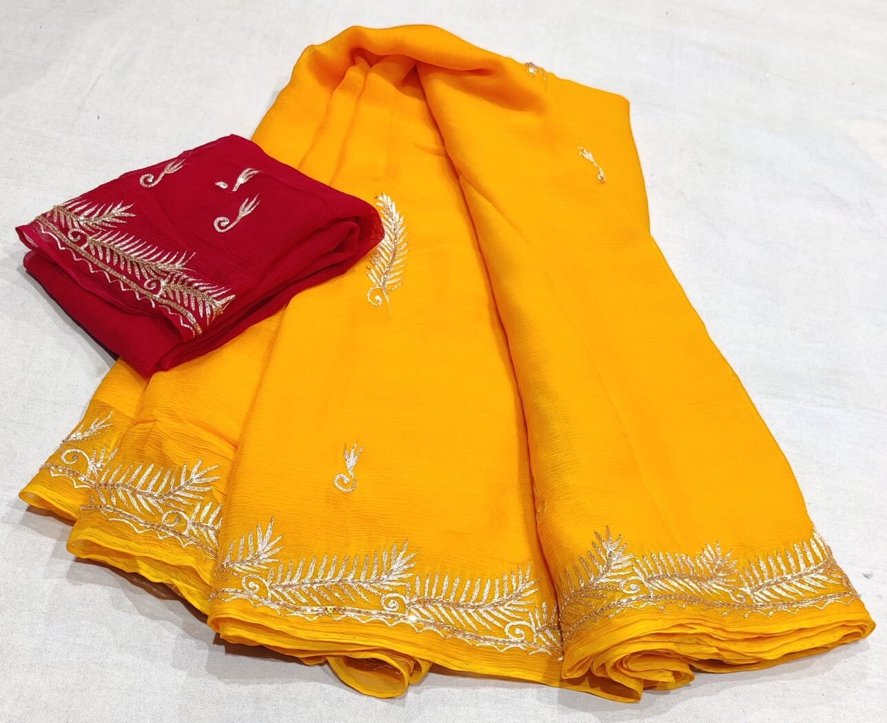Pure Chiffon Kasab Work Saree,with Multi Die Coloured, Christmas Gift ...