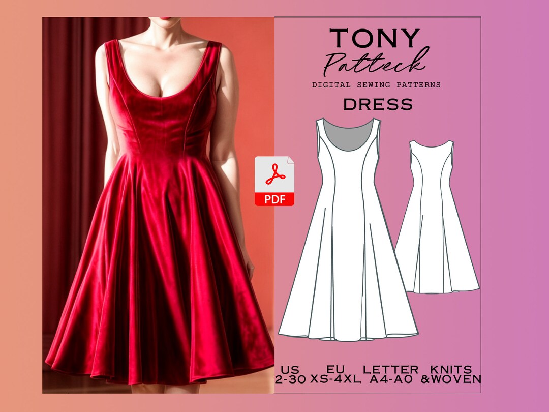 Top Tank Dress Sewing Pattern, Digital PDF Pattern, Evening Dress ...