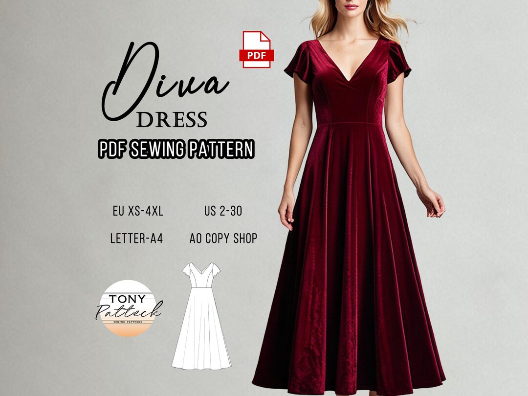 Prom Dress Sewing Pattern, Wedding Dress Pattern, Bridesmaid Dress ...