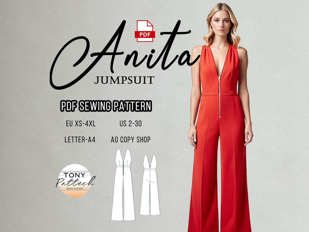 Anita Jumpsuit Sewing Pattern, Bridal Jumpsuit Pattern, Evening ...