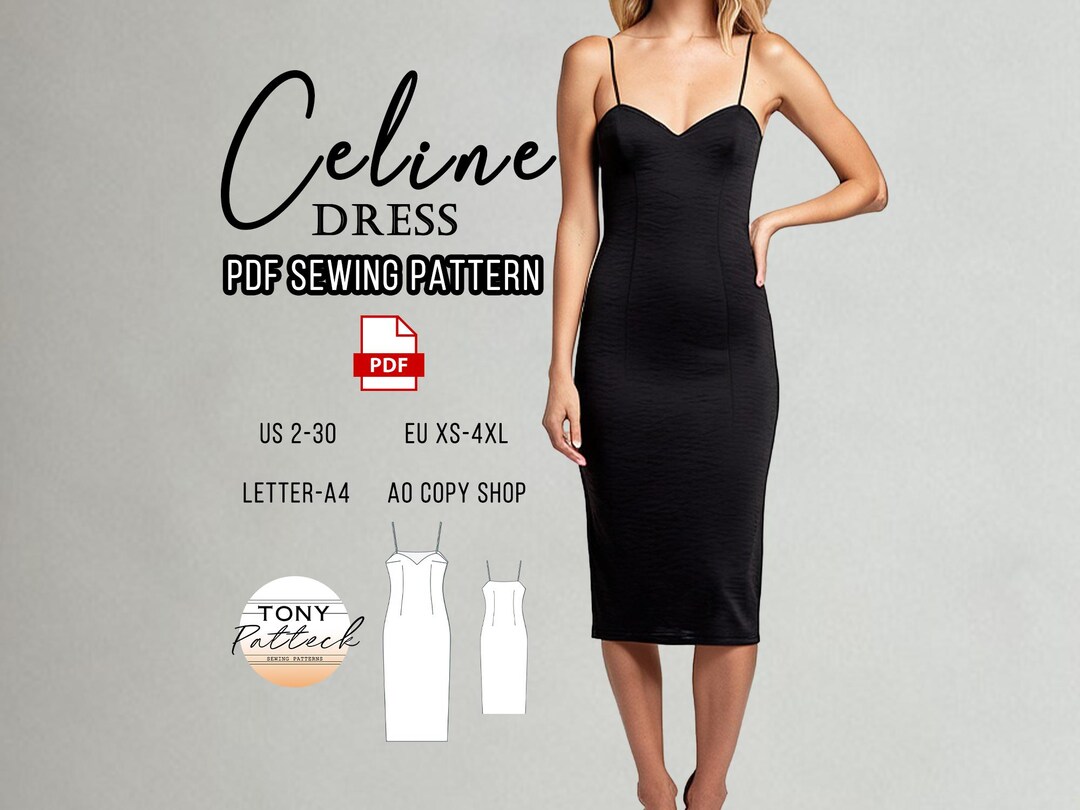 Celine Dress Sewing Pattern, Pencil Dress Pattern, Evening Dress ...
