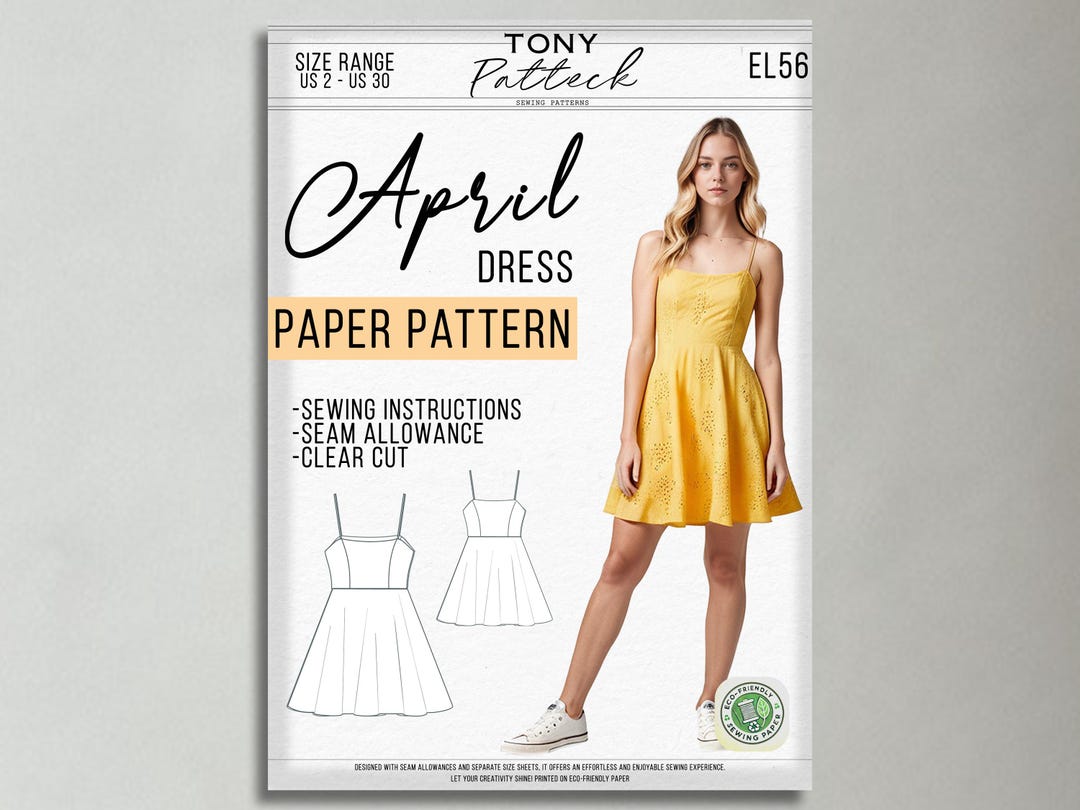 PAPER PATTERN April Dress Sewing Pattern, Sundress Printed Pattern ...