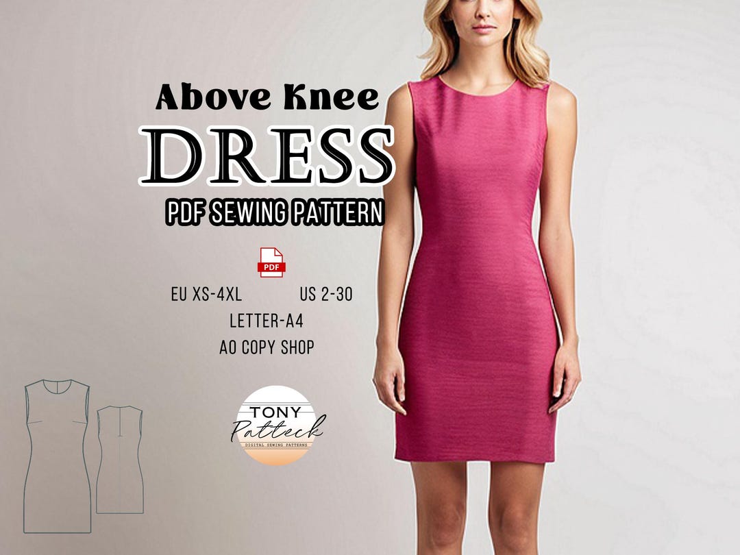 Straight Shift Dress Sewing Pattern: Beginner Friendly (US 2-30 ...
