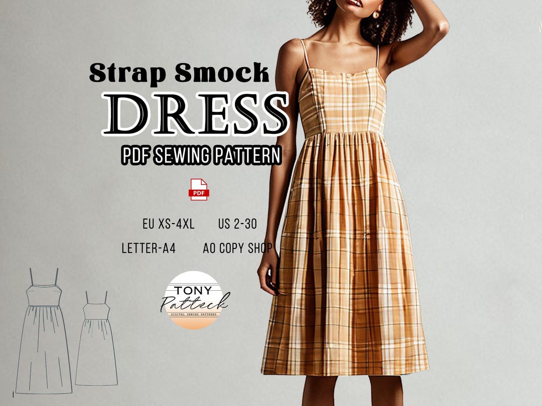 Top Tank Dress Sewing Pattern, Digital PDF Pattern, Sew at Home, Women ...