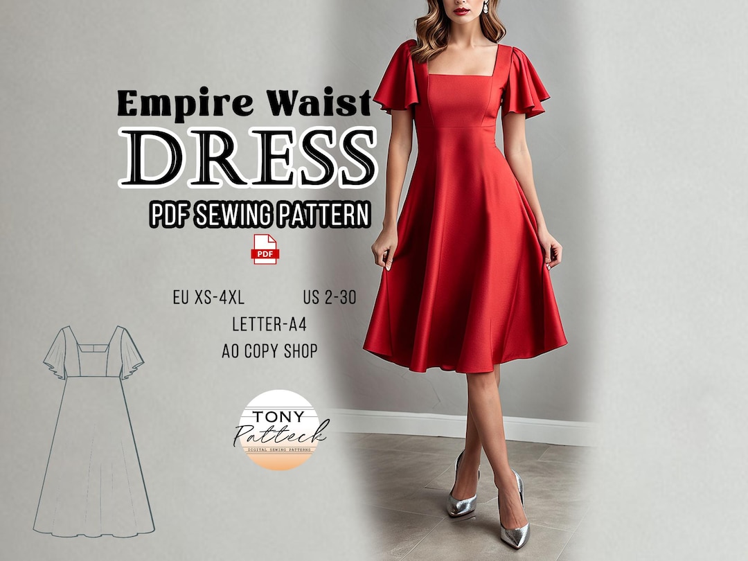 Dress Sewing Pattern, Digital PDF Pattern, Sew at Home, Bridesmaid ...