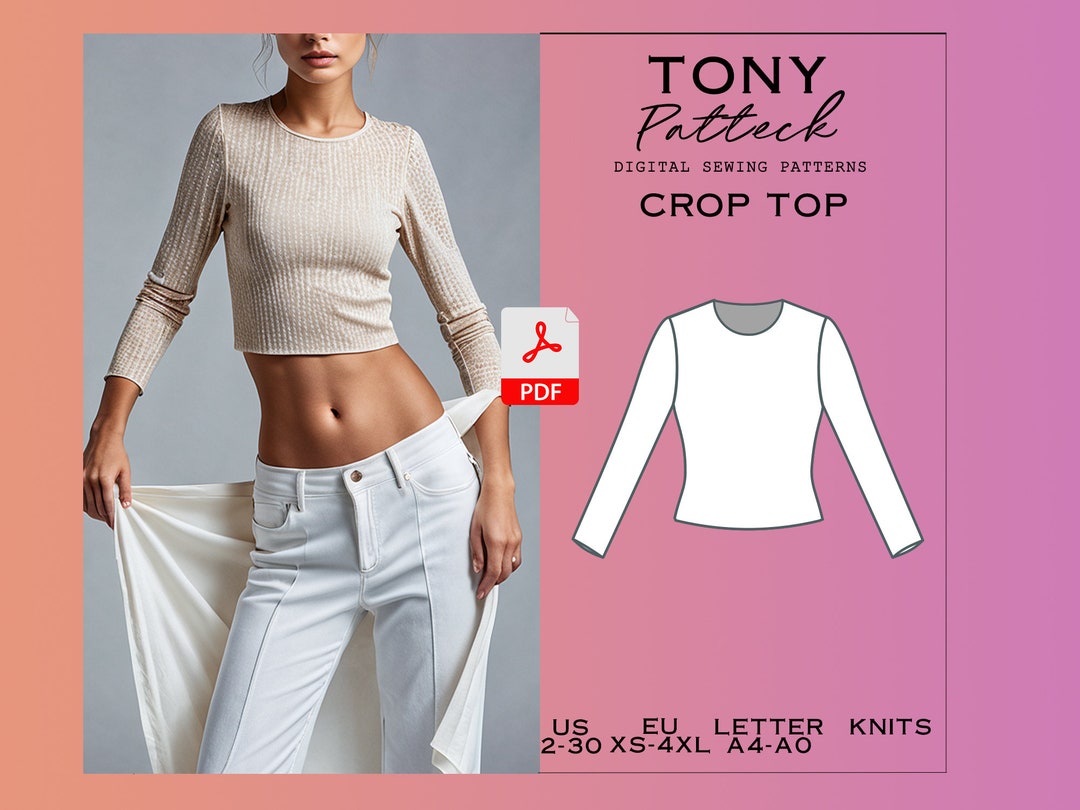 Crop Top Sewing Pattern, Digital PDF Pattern, Sew at Home, Winter ...