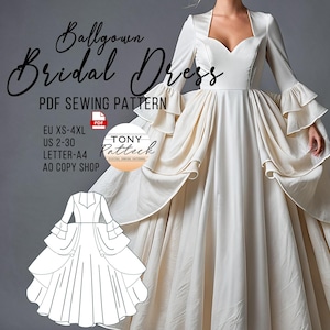Bridal Dress Sewing Pattern, Wedding Dress Digital PDF Pattern ...
