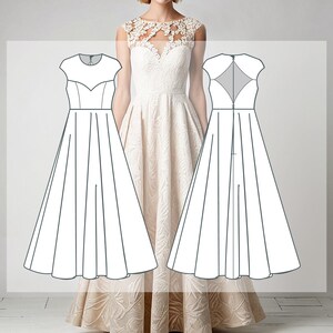 Yoke Neck Bridal Gown Sewing Pattern: Plus Size Wedding Dress (digital ...