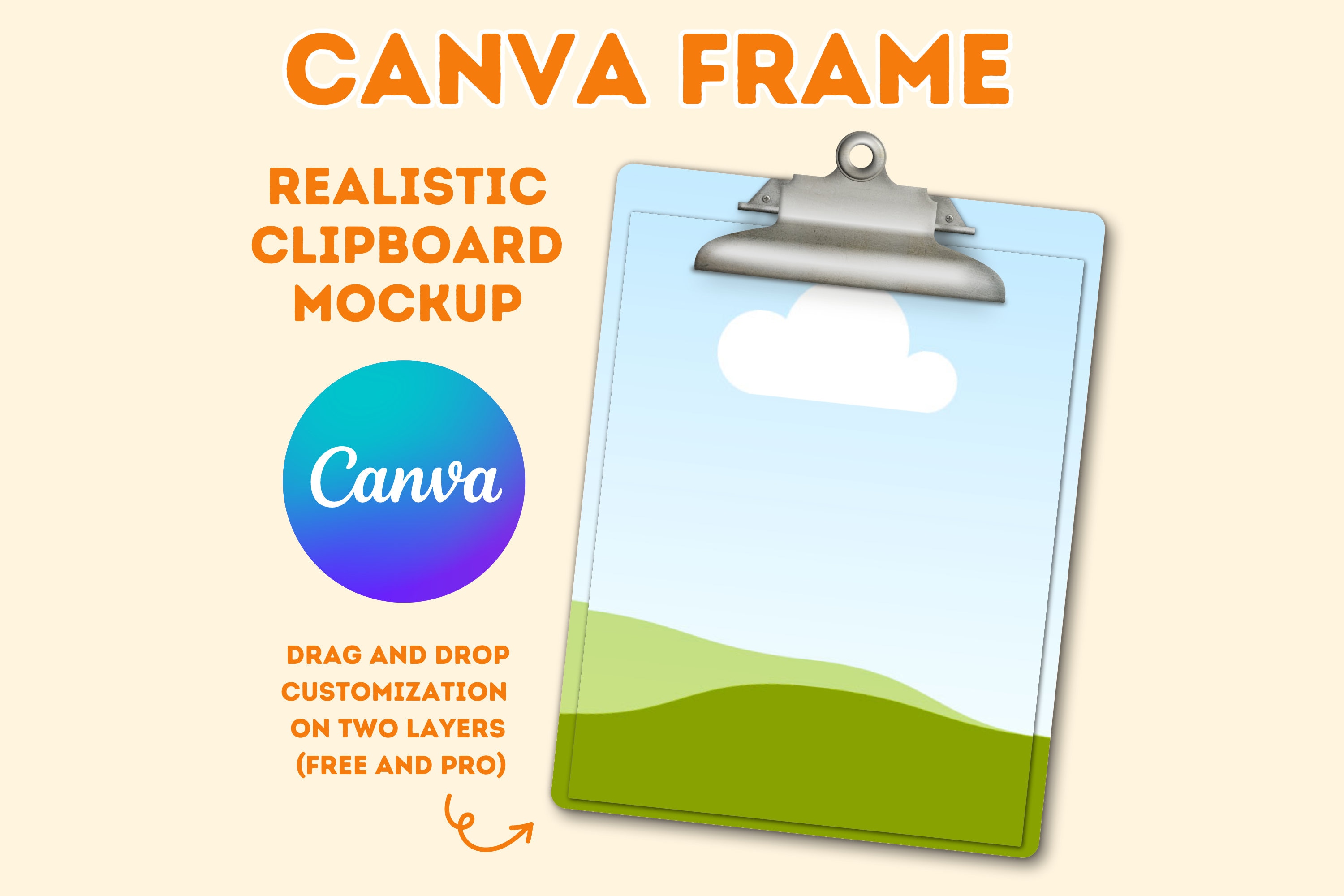 Canva Frame Template, Realistic Clipboard Mockup, Customizable Design ...