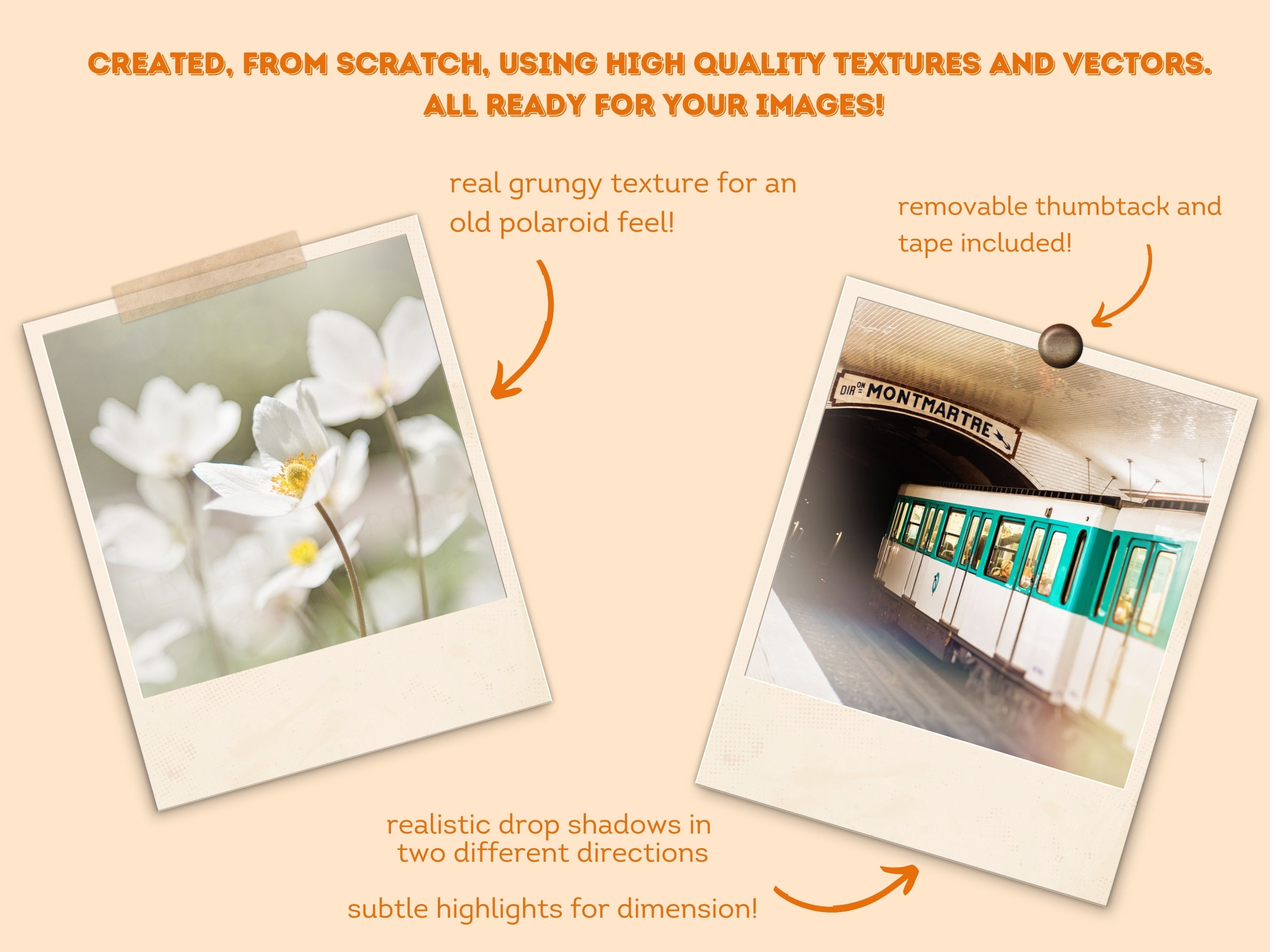 Realistic Polaroid Canva Frames | Drag & Drop Template | Editable Photo ...