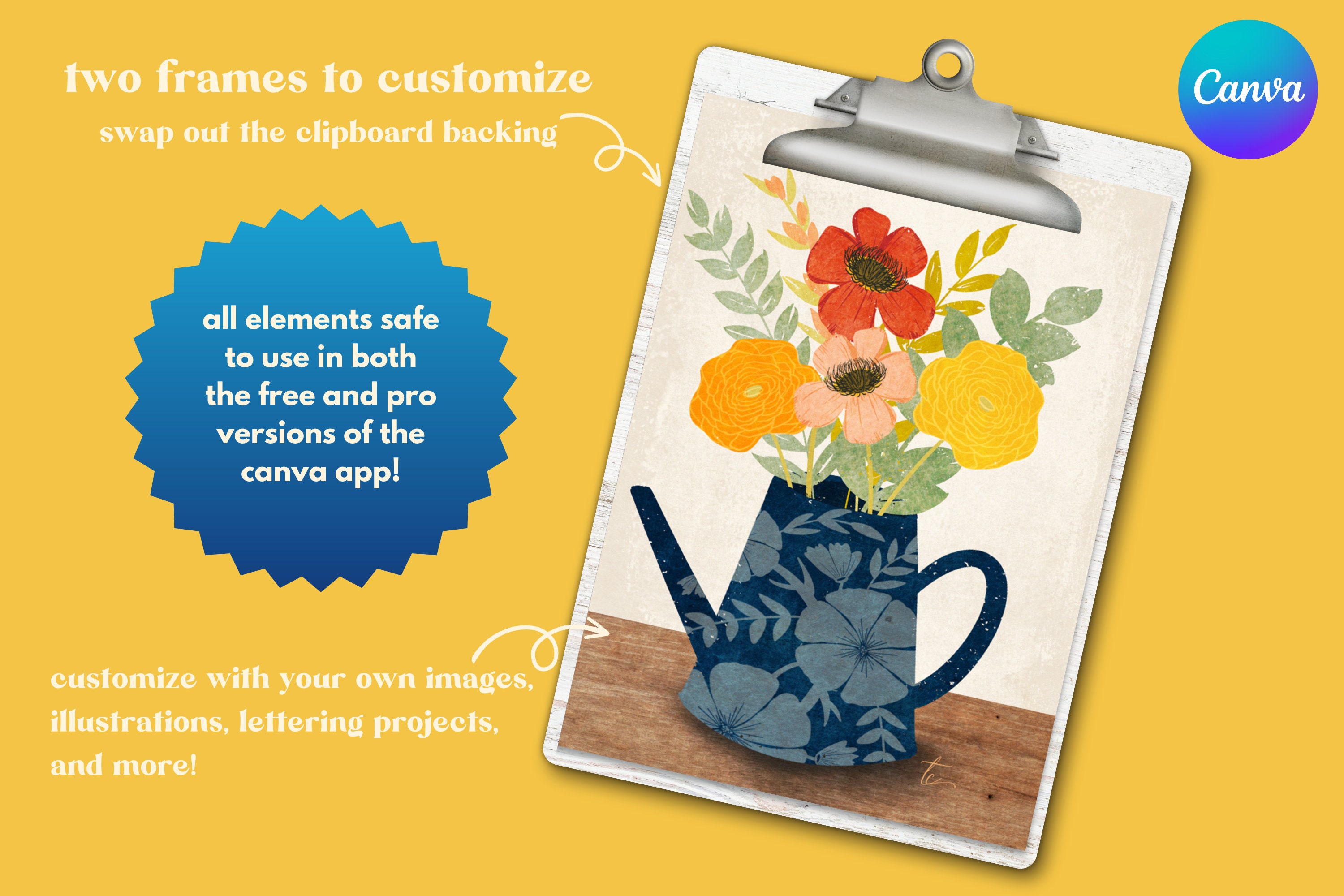 Canva Frame Template, Realistic Clipboard Mockup, Customizable Design ...