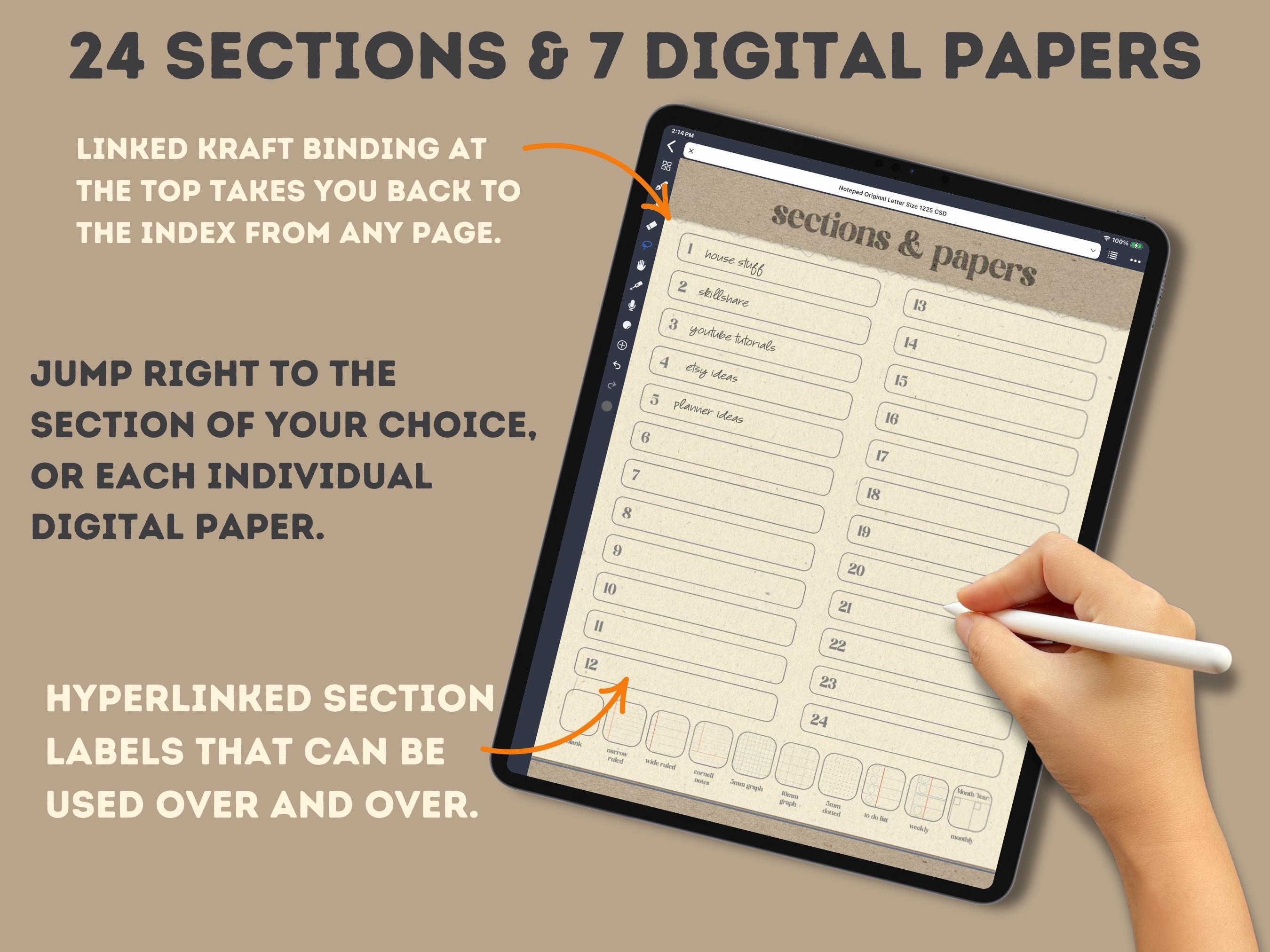 Realistic Digital Notepad With 24 Hyperlinked Sections | Real Paper ...