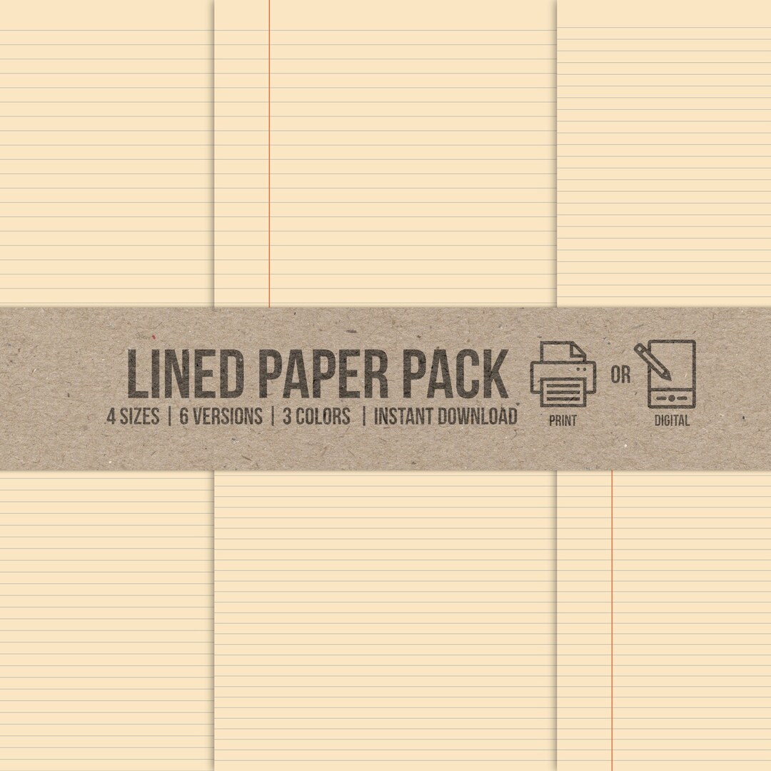 Digital and Printable Note Paper | College and Wide Ruled | Narrow ...