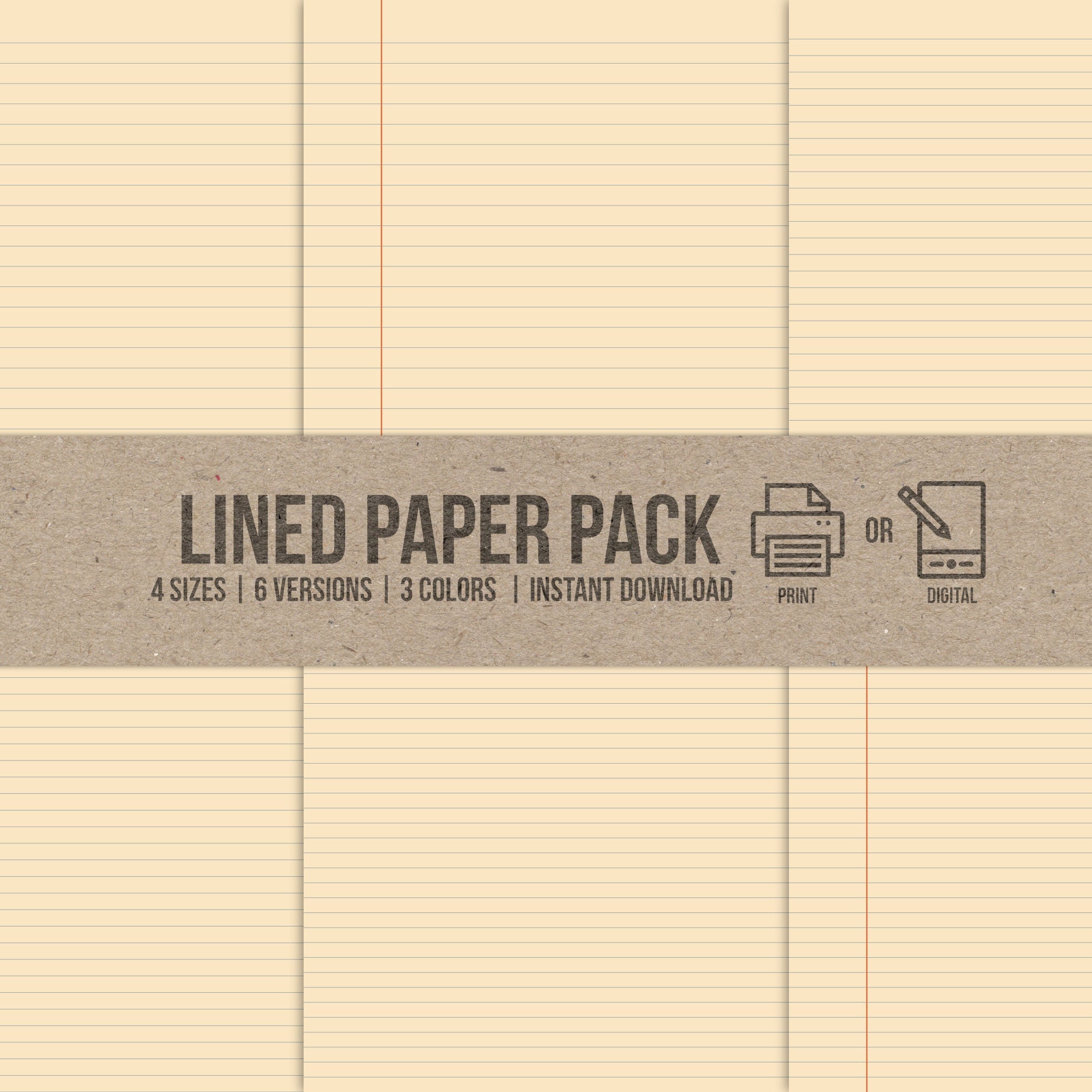 Digital and Printable Note Paper | College and Wide Ruled | Narrow ...