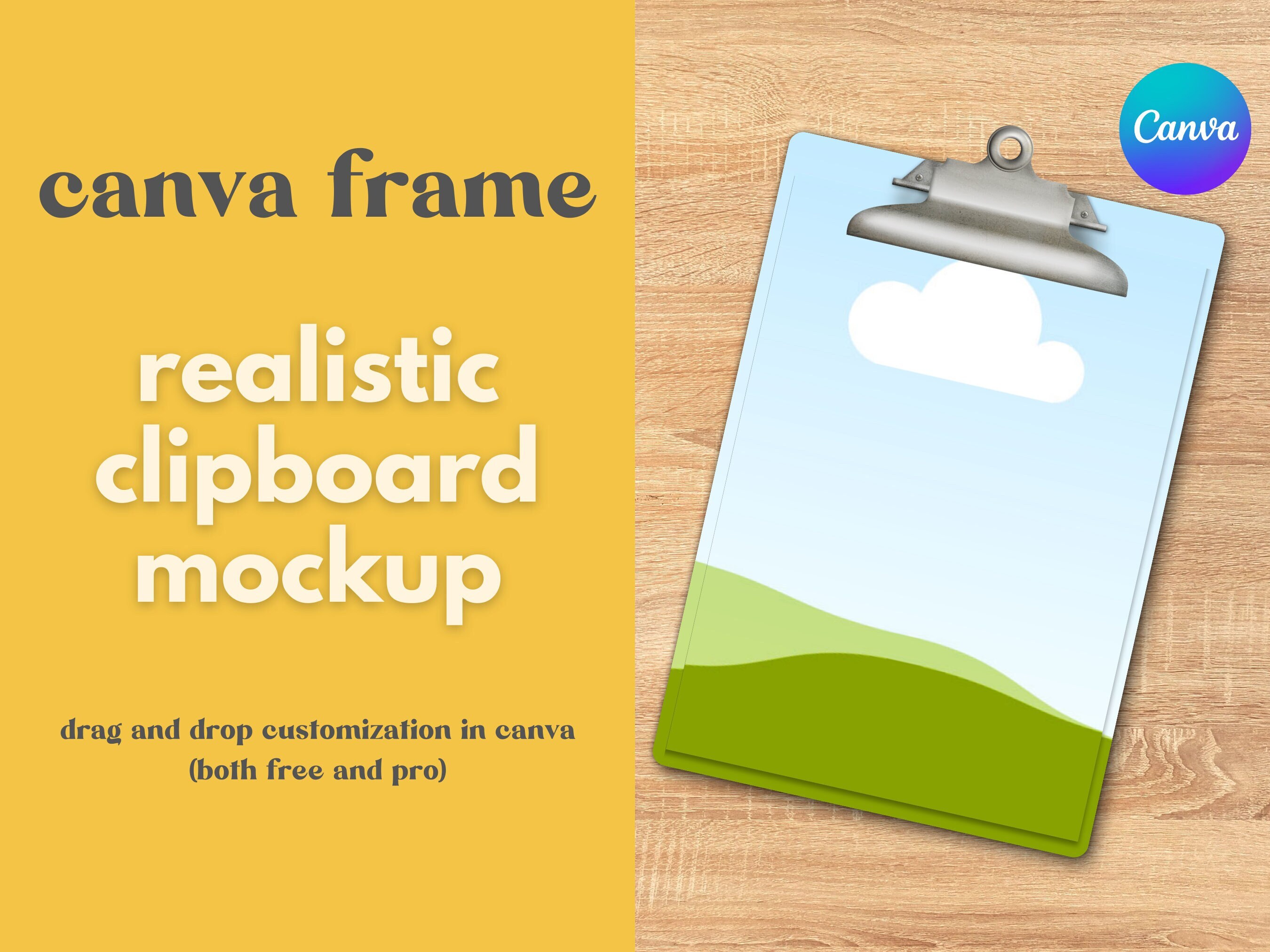 Canva Frame Template, Realistic Clipboard Mockup, Customizable Design ...