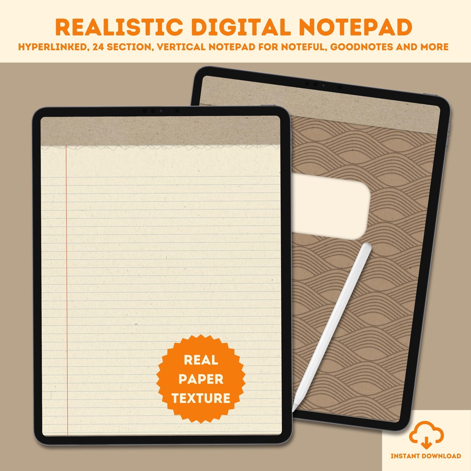 Realistic Digital Notepad With 24 Hyperlinked Sections | Real Paper ...