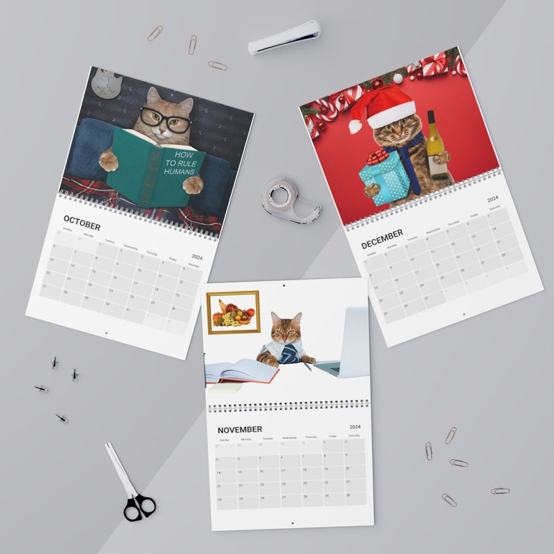 Funny Cat Wall Calendar for Cat Lover, Monthly Cat Calendar Gift for ...