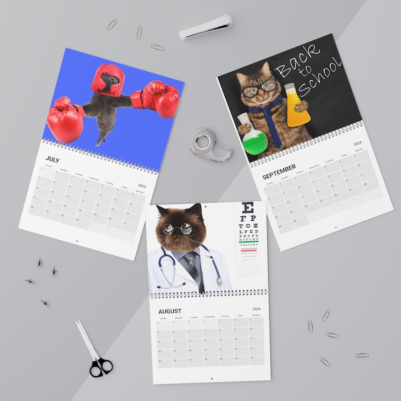 Funny Cat Wall Calendar for Cat Lover, Monthly Cat Calendar Gift for ...