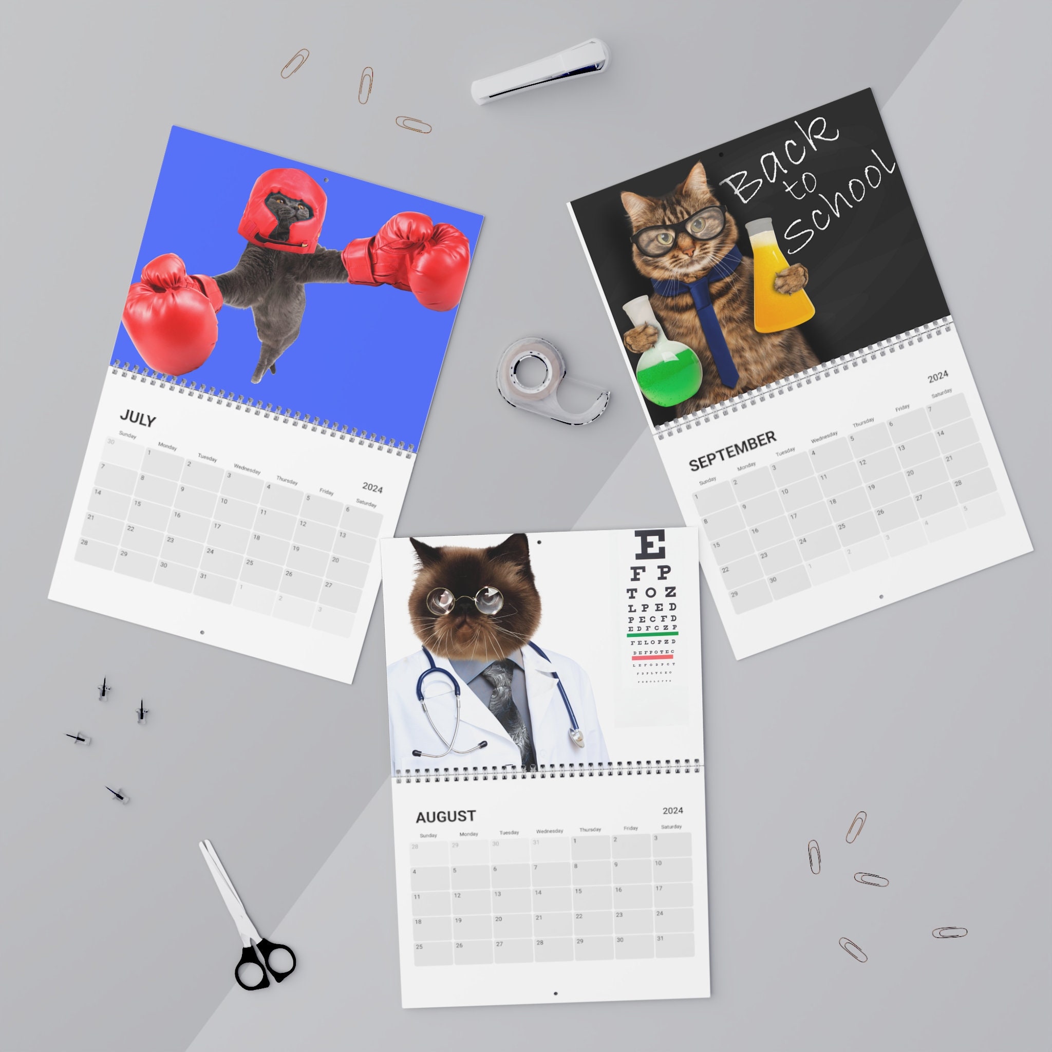 Funny Cat Wall Calendar for Cat Lover, Monthly Cat Calendar Gift for ...