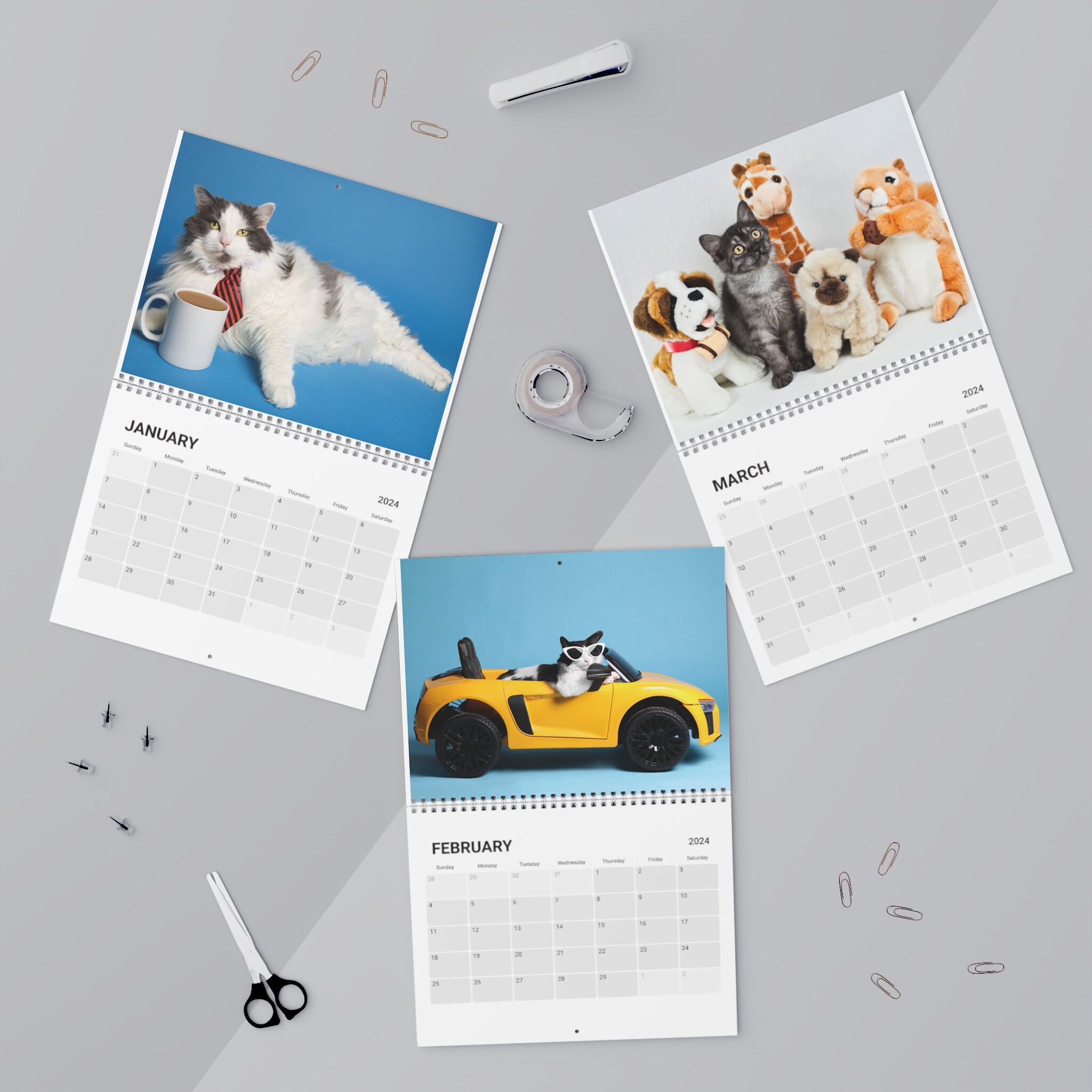 Funny Cat Wall Calendar for Cat Lover, Monthly Cat Calendar Gift for ...