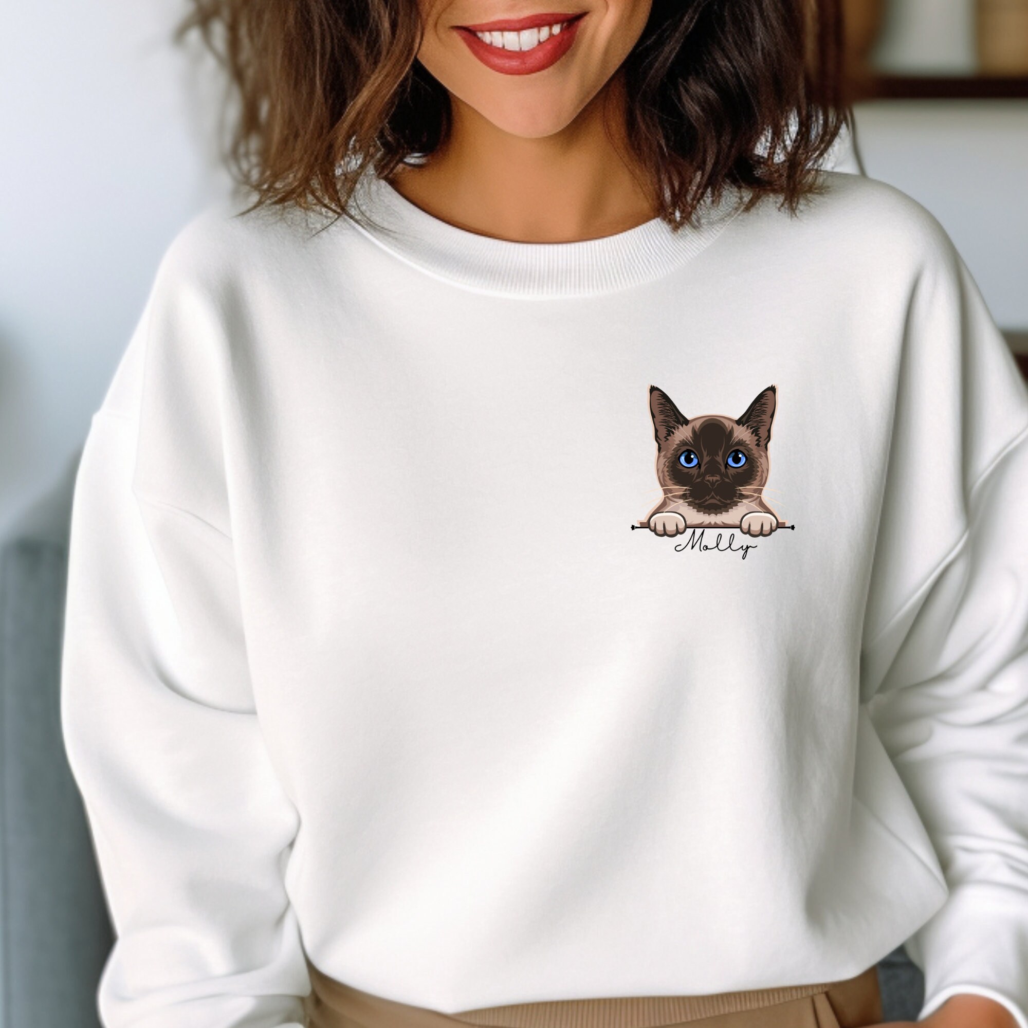 Personalized Siamese Cat Sweatshirt, Custom Cat Shirt, Personalized Cat ...