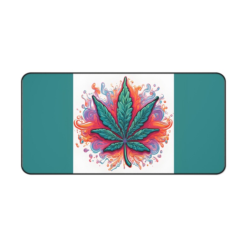 Psychedelic Marijuana Leaf Flag Desk Mat - Etsy