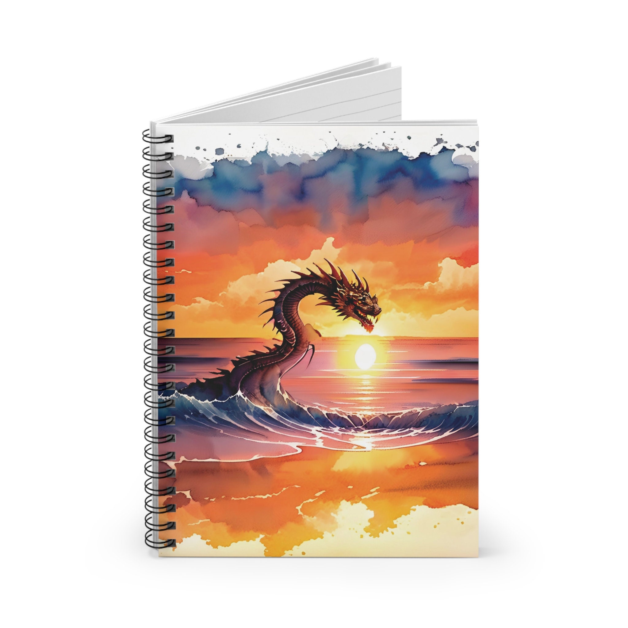 Dragon Rising Sunset Spiral Notebook - 118 Ruled Pages - Perfect for ...