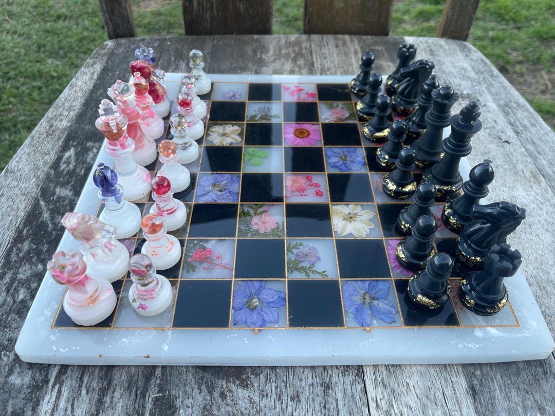 Chess Board - Spring Collection: Large Flowers on Milky White - Etsy