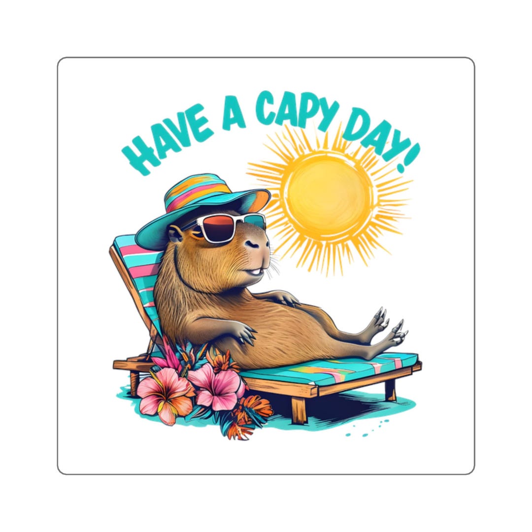 Capybara Themed Square Stickers - Fun Summer Decor, Laptop Decal, Cute ...