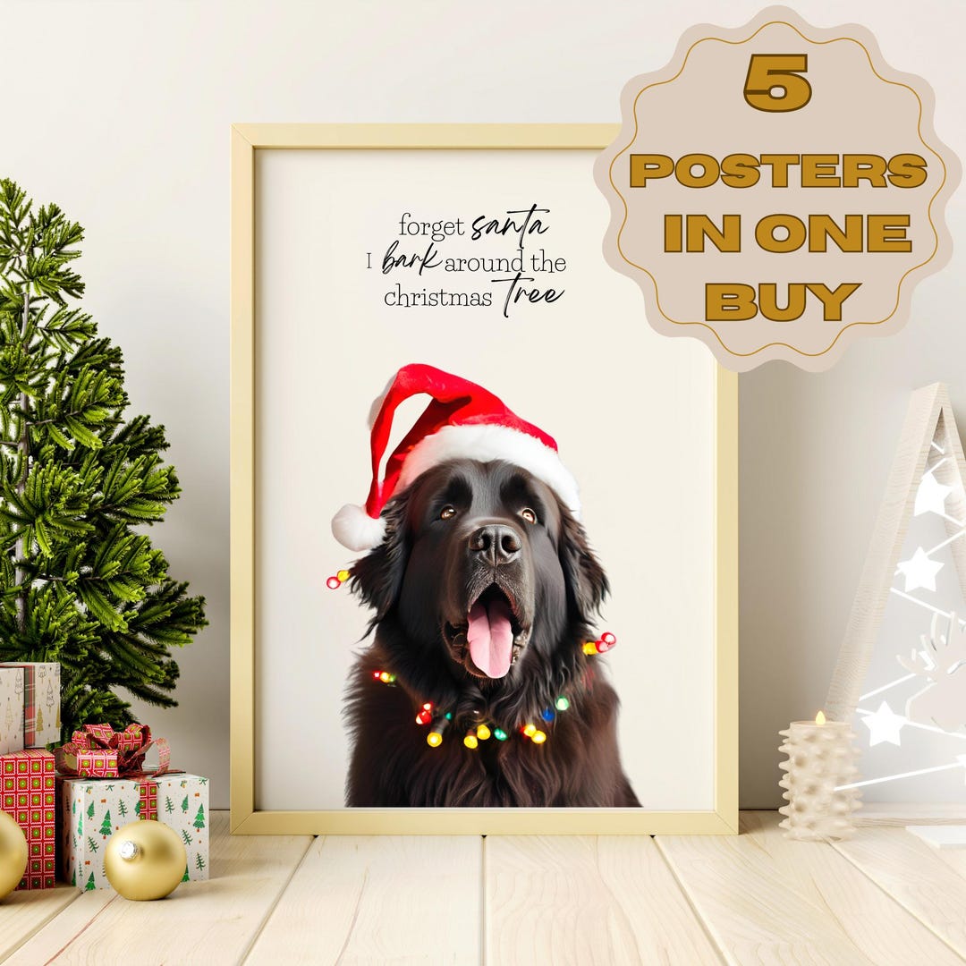 Newfoundland Christmas Printable Funny Holiday Wall Art for Dog Lovers ...
