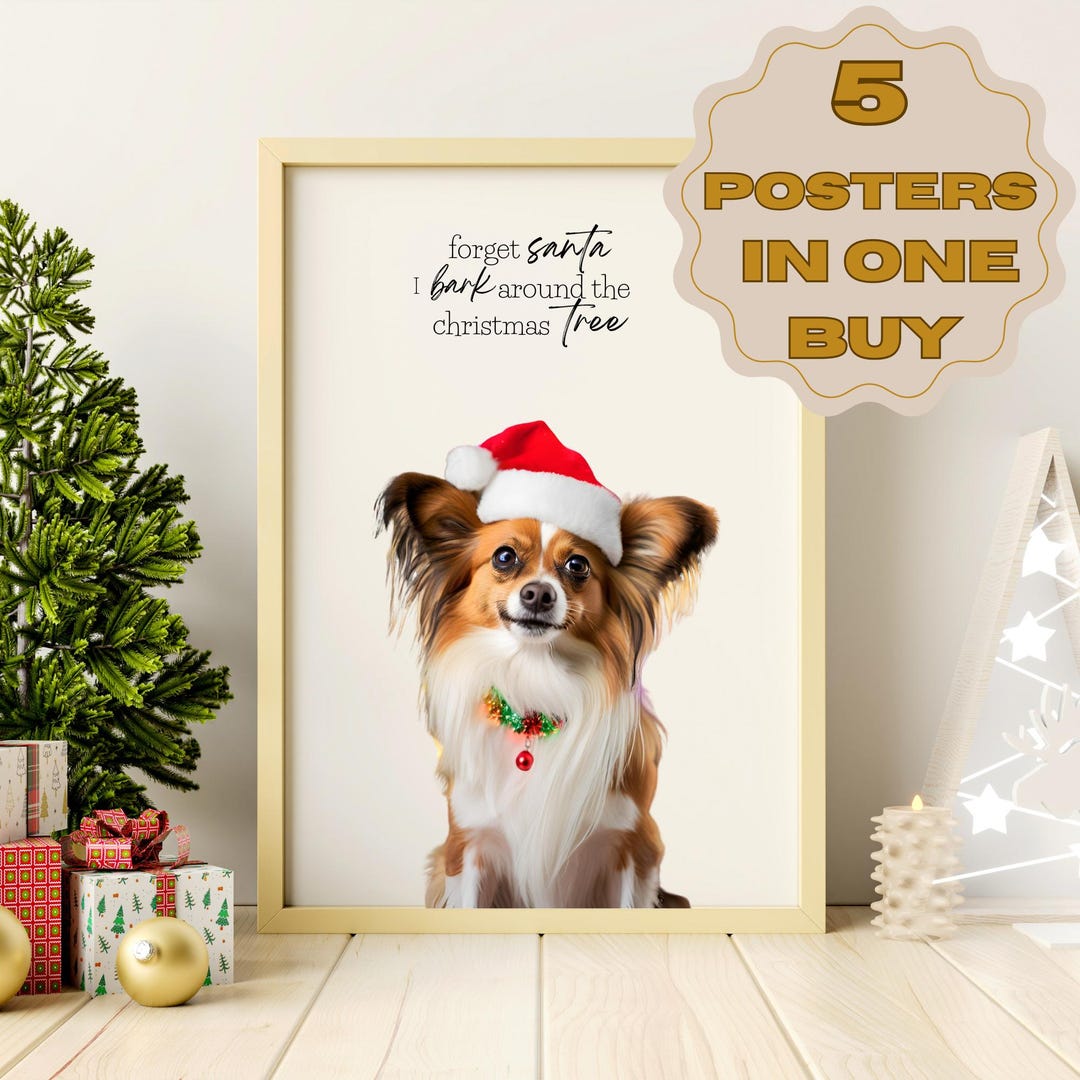 Papillon Christmas Printable Funny Holiday Wall Art for Dog Lovers ...