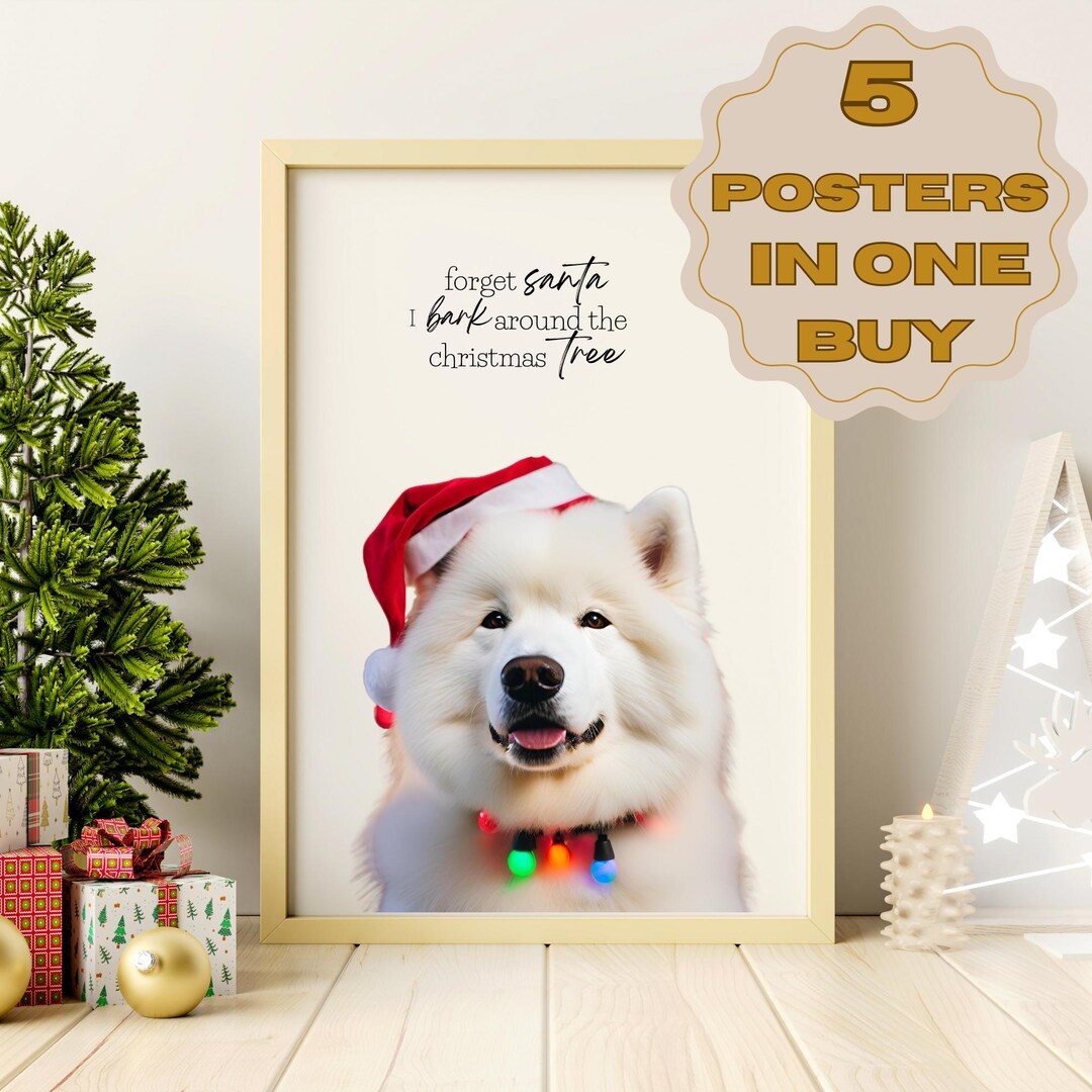Samoyed Christmas Printable Funny Holiday Wall Art for Dog Lovers, Cute ...