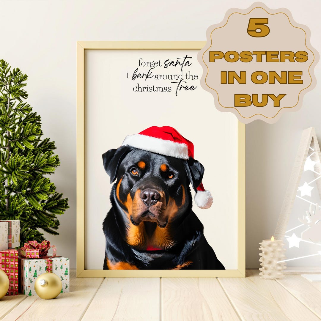Rottweiler Christmas Printable Funny Holiday Wall Art for Dog Lovers ...