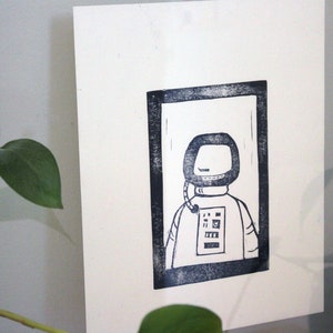 Astronaut Linocut Print- Handmade Linocut Print, Original Prints - Etsy