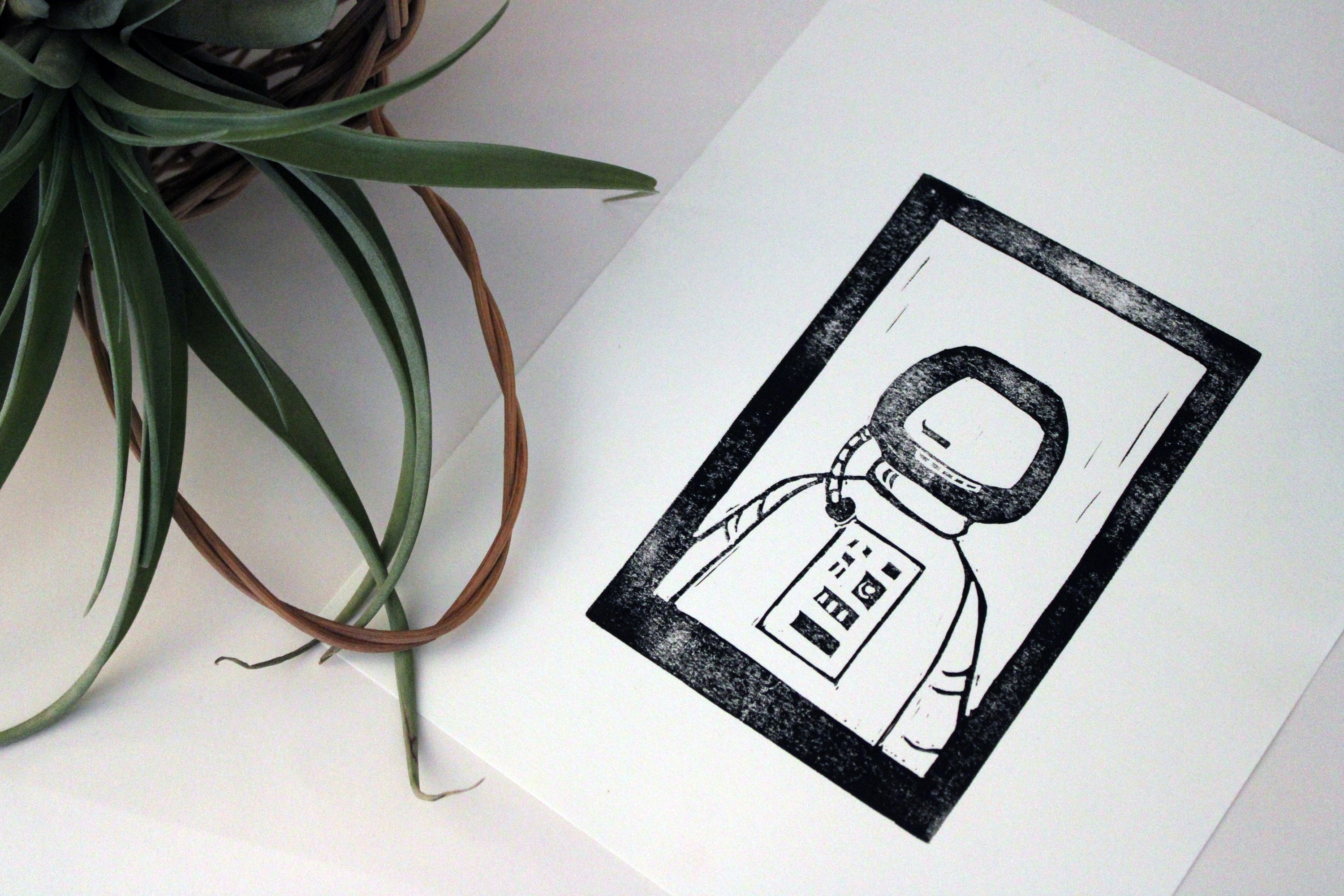 Astronaut Linocut Print- Handmade Linocut Print, Original Prints - Etsy