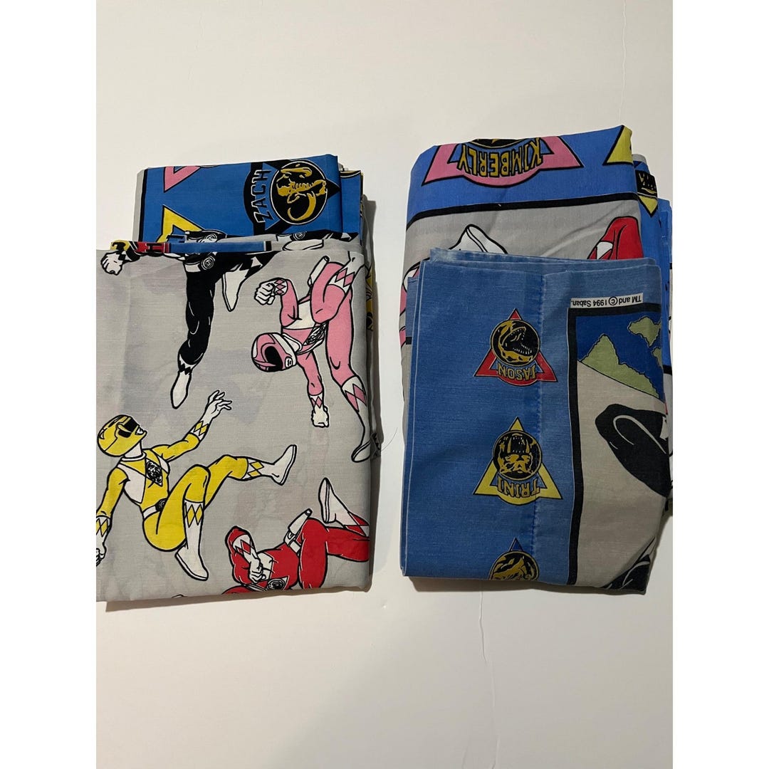 Mighty Morphin Power Rangers Curtains and Sheets 1994 Saban Made in USA ...