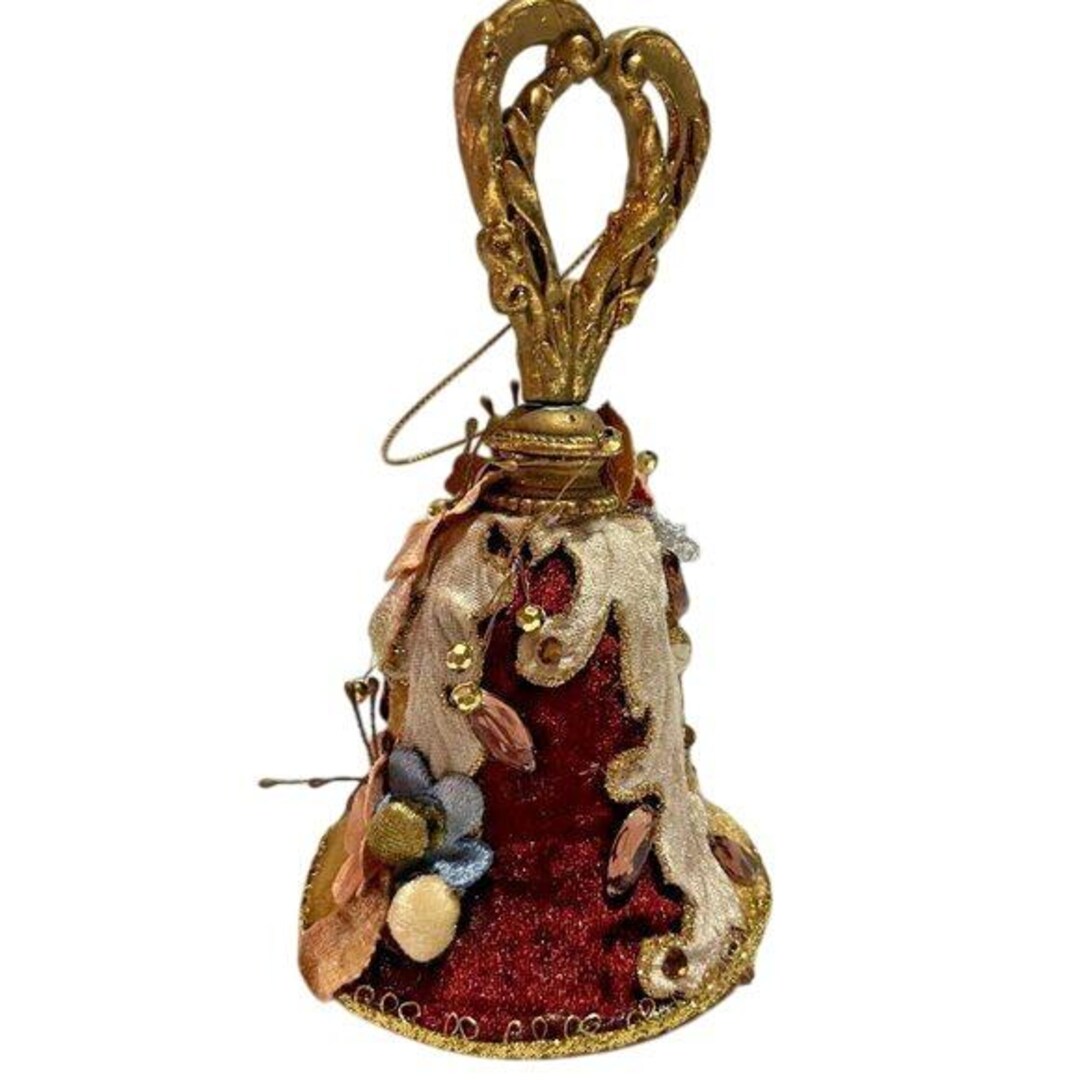 Christmas Vintage Bell on Metal Frame Covered With Designs in Velvet ...