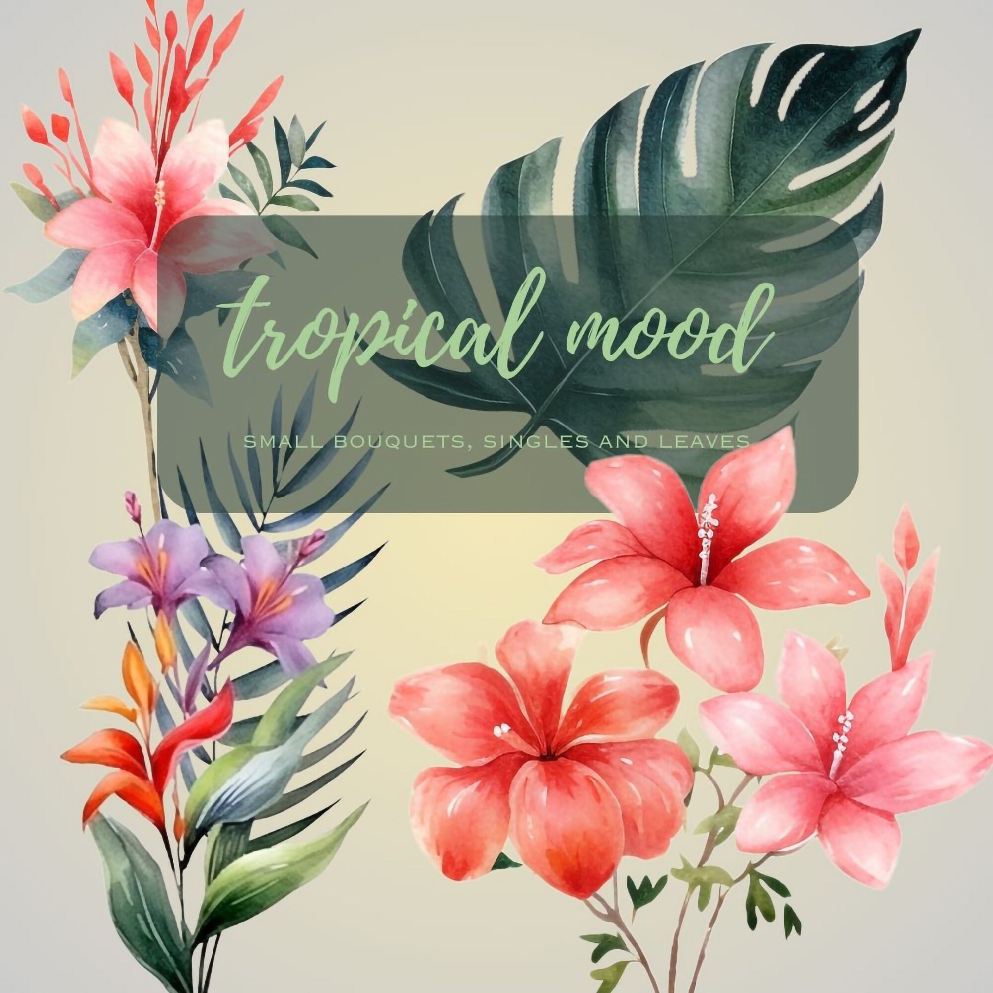 Tropical Watercolor Clipart Summer Clipart Tropical Clipart Tropical ...