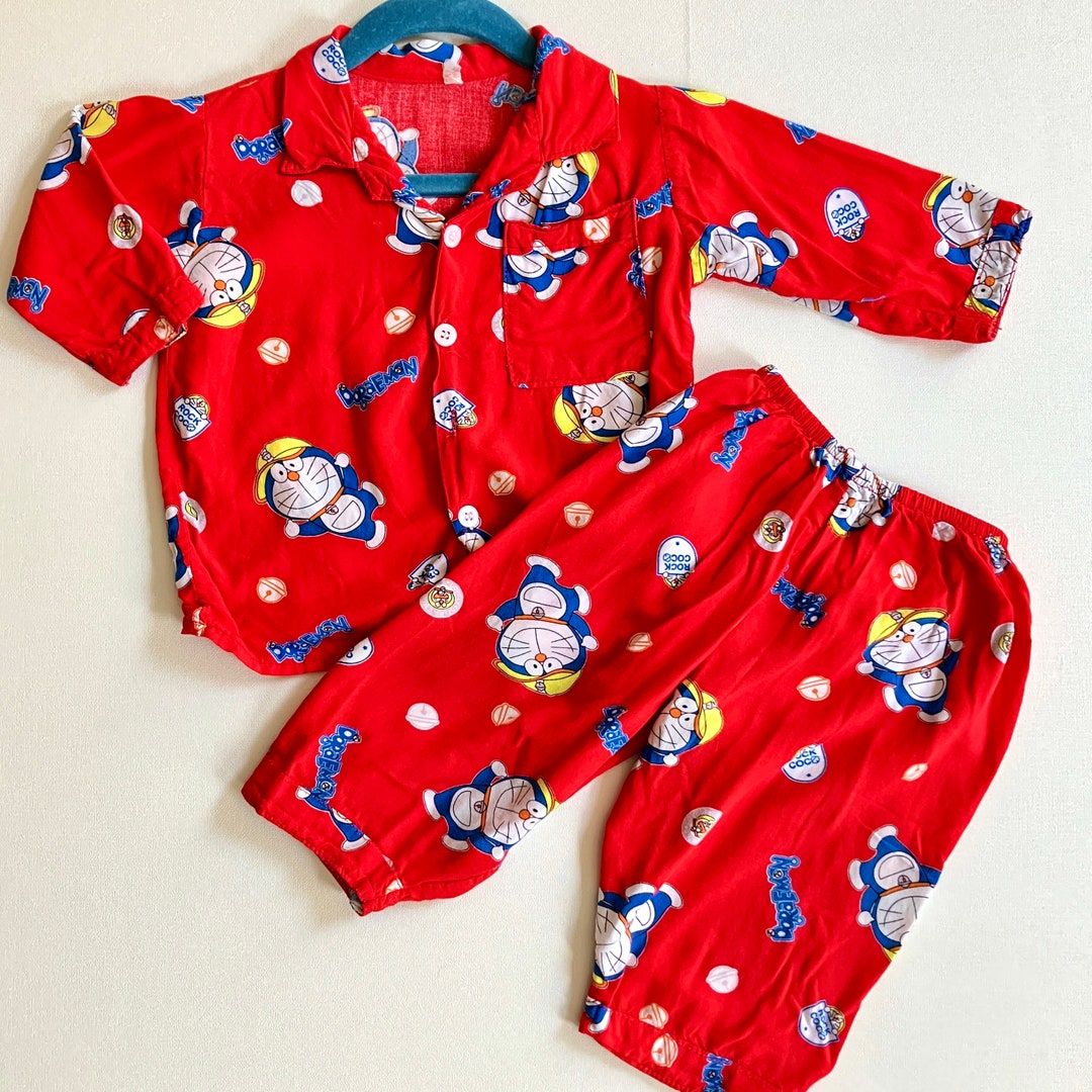 Vintage Doraemon Two Piece Outfit Size 6mo - 12mo Red Shirt and Pants ...