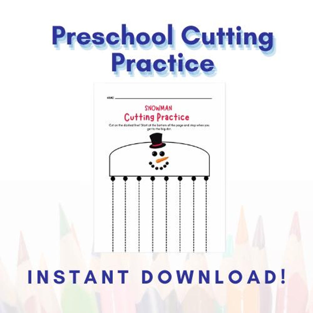 Preschool Cutting Activity | Snowman Cutting Practice Worksheets | Fine ...