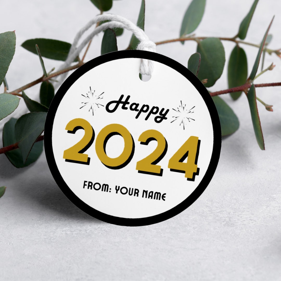 Happy New Year Gift Tag, Editable New Year Tags, NYE Wine Tag, Instant ...