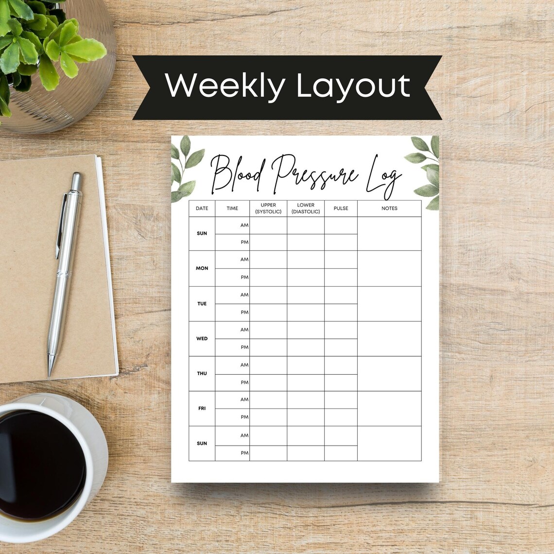 Blood Pressure Log Blood Pressure Chart Printable Tracker High Blood ...