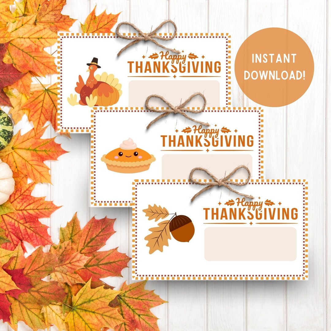 Happy Thanksgiving Tag PTA Teacher Gift Tag Goodie Bag Tag Grateful for ...