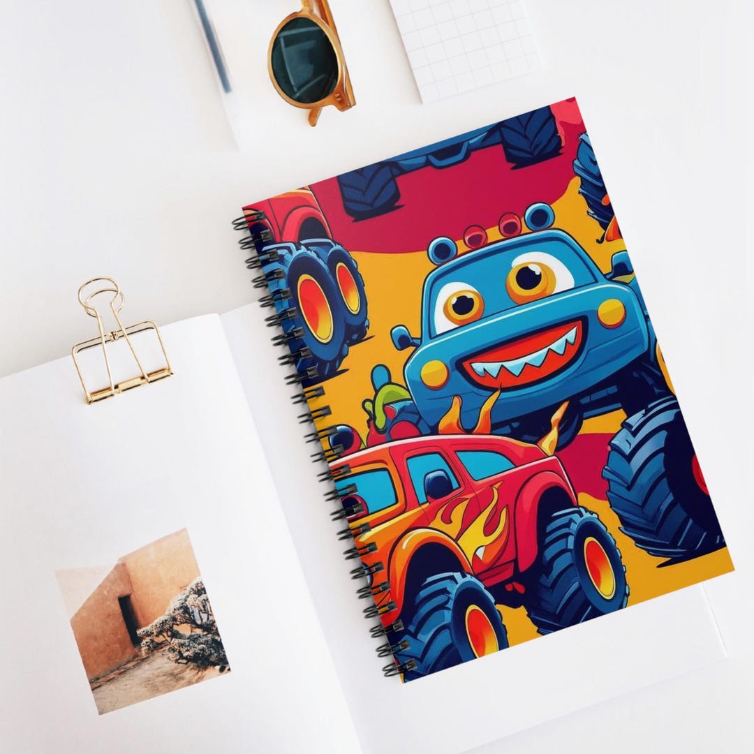 Fun Monster Truck Notebook-ruled Line Paper-cute Kids Journal-cool Back ...