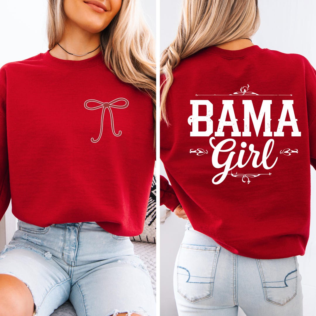 Bama Girl Crimson Tide Sweatshirt: Coquette Bow, College Football Fan ...