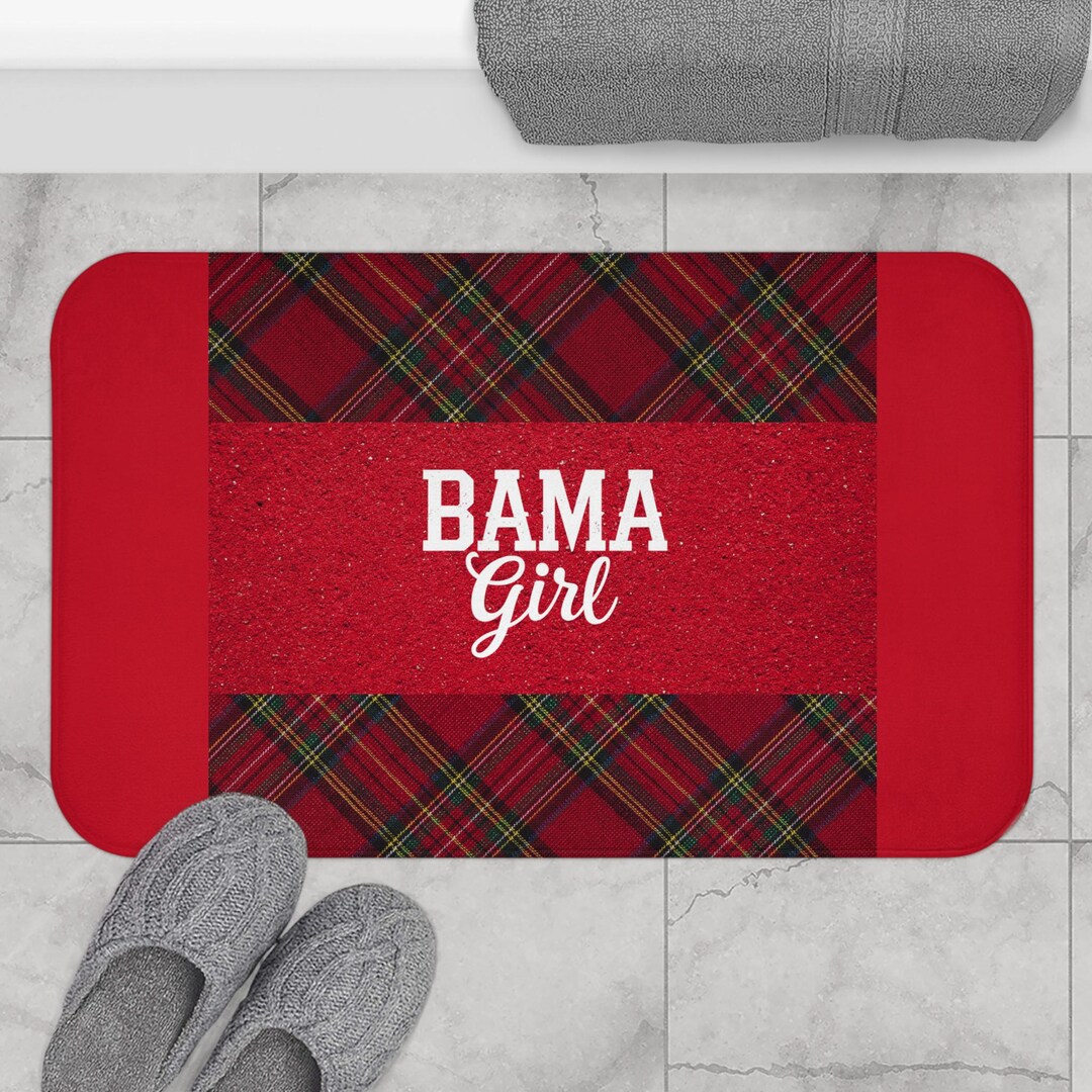 Bama Girl Bath Mat: Alabama Crimson Tide Tartan Bathroom Decor - Etsy